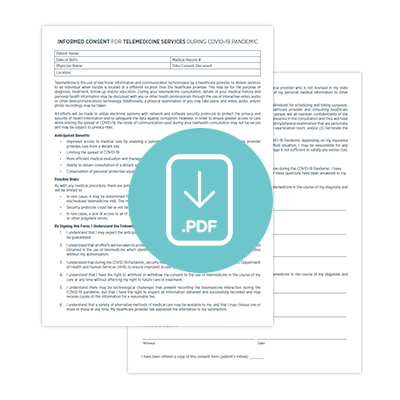 COVID-19 Telehealth Consent Form Download