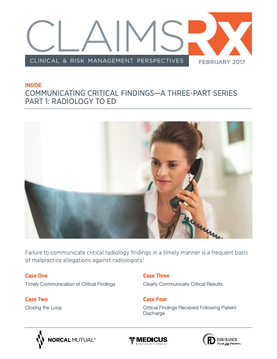 Communicating Critical Findings A Three-Part Series, Part 1: Radiology ...